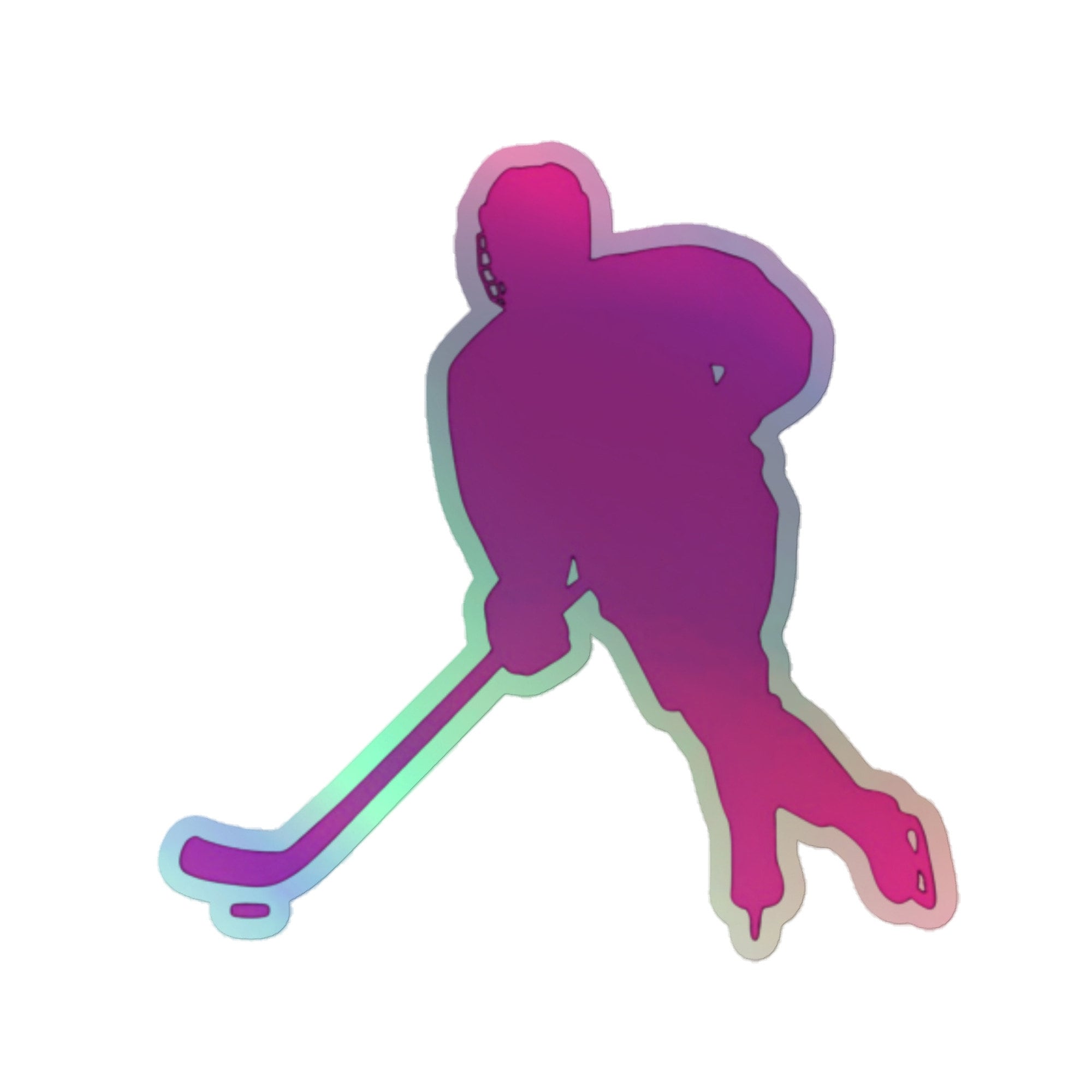 Girls Pink Hockey Player Holographic Sticker - Etsy
