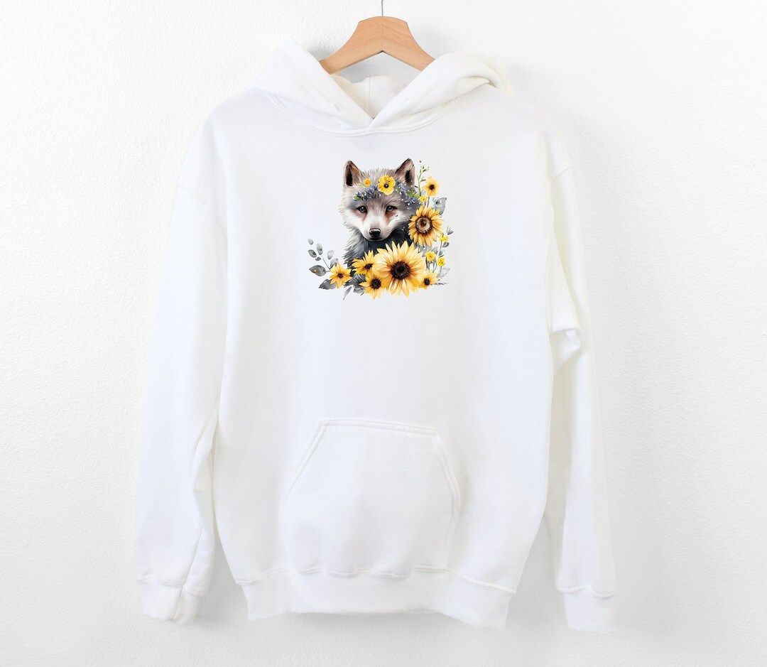 Sunflower Wolf Hoodie Wolf Shirt Wolf Gift Wolf Sweatshirt - Etsy