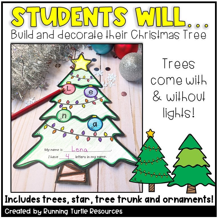 Christmas Tree Name Craft for Kids Editable December Craft - Etsy