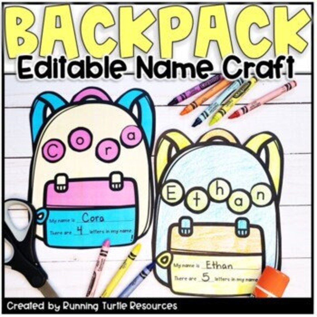 Back to School Name Craft EDITABLE Backpack - Etsy