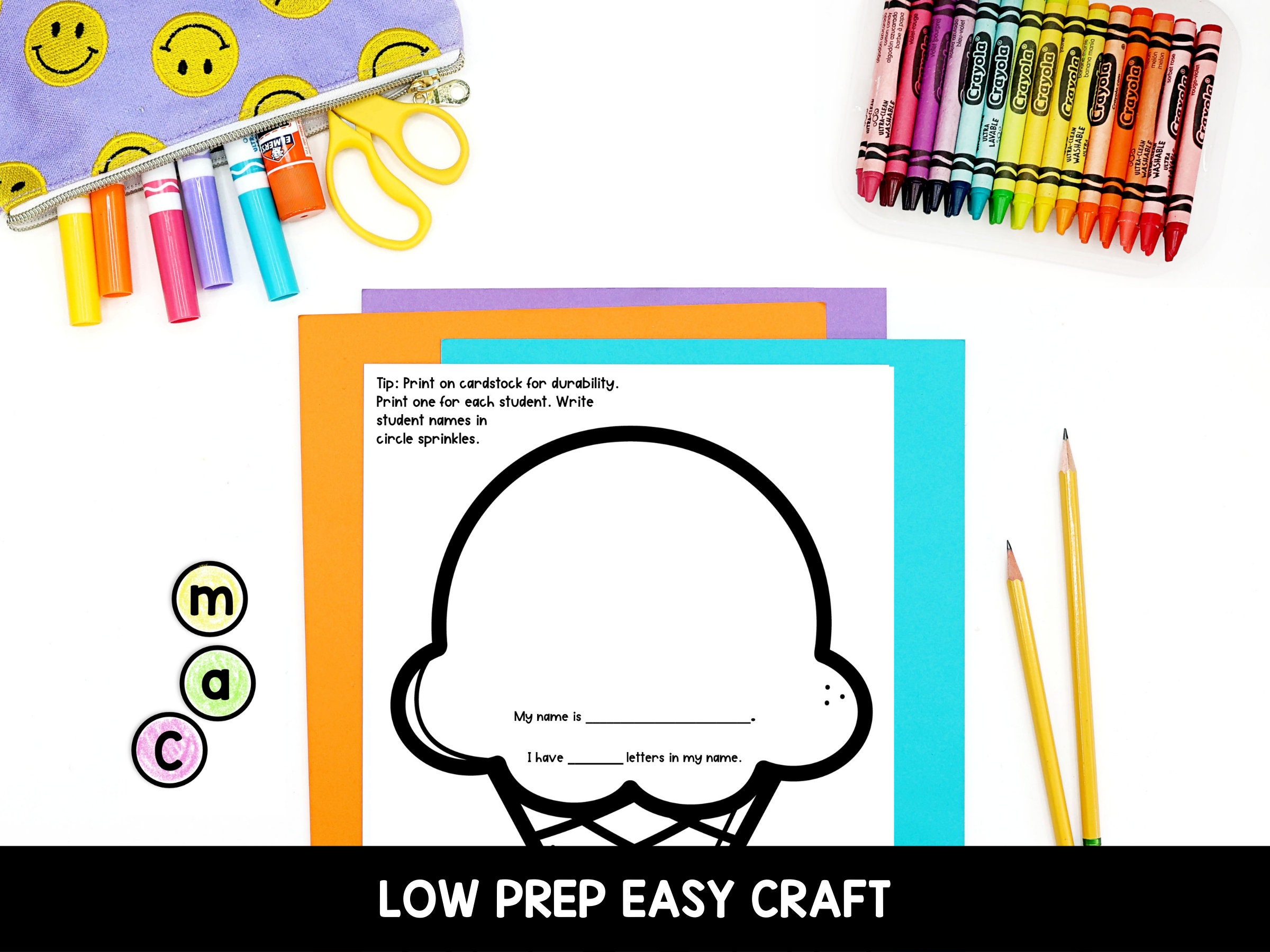 Editable Summer Ice Cream Name Craft - Etsy