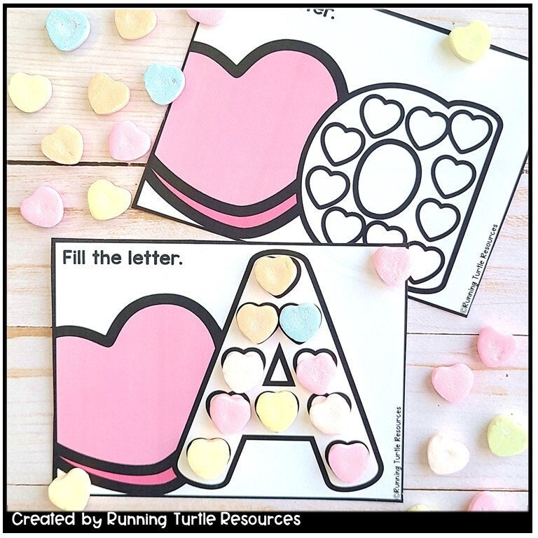 Conversation Heart Alphabet Activities, Preschool Valentine Candy ...