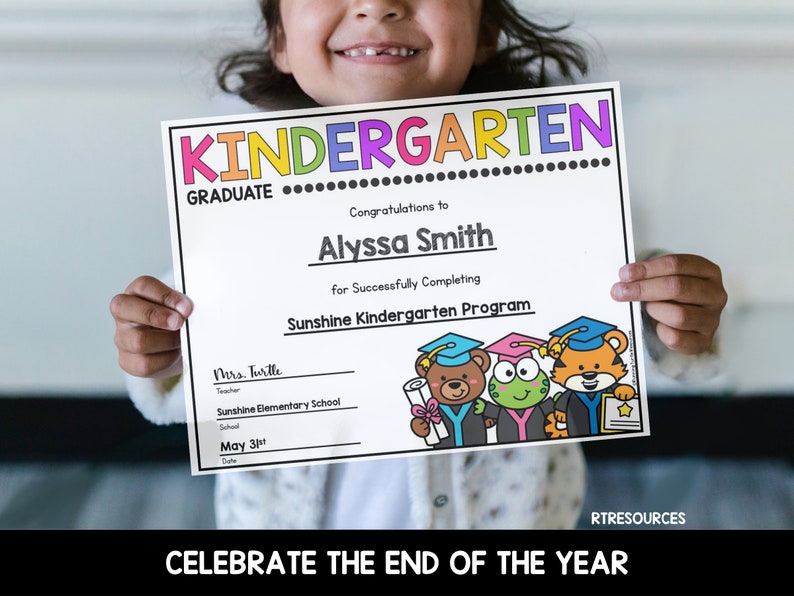 Graduation Certificates Preschool 5th Grade Editable - Etsy