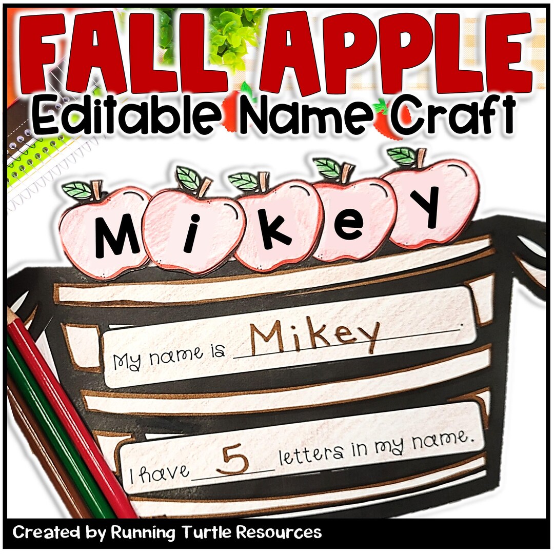 Fall Apple Name Craft EDITABLE, September Bulletin Board Idea, Apple ...