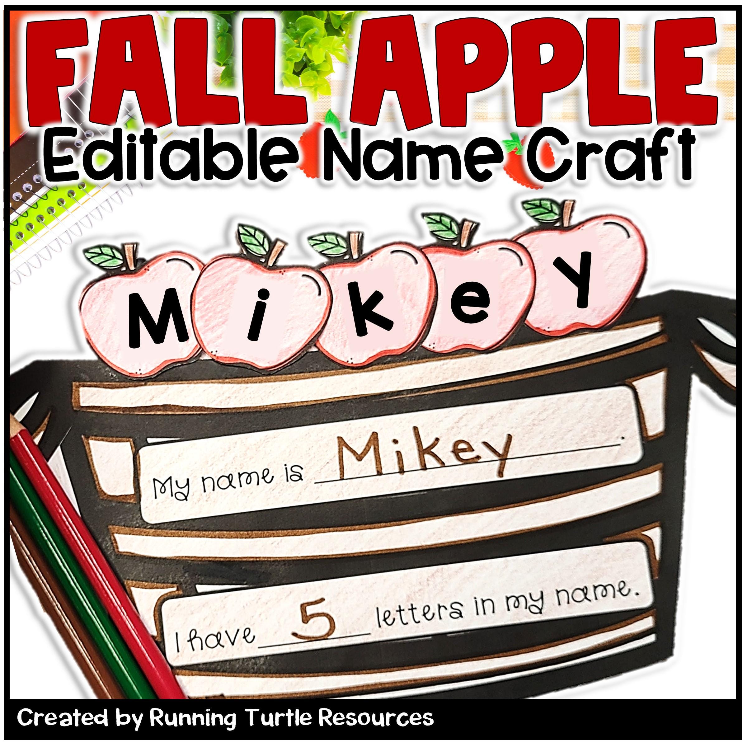 Fall Apple Name Craft EDITABLE, September Bulletin Board Idea, Apple ...