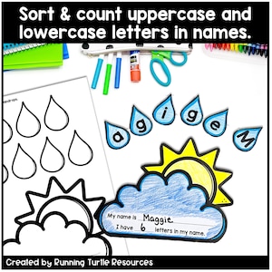 Spring Rain Name Craft, Preschool Weather Unit Craft, Name Recognition ...