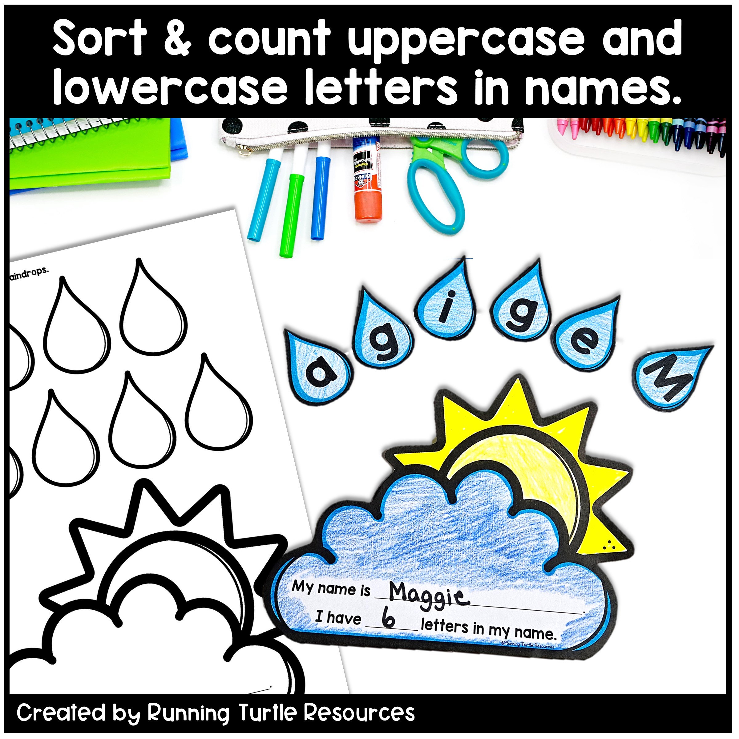 Spring Rain Name Craft, Preschool Weather Unit Craft, Name Recognition ...