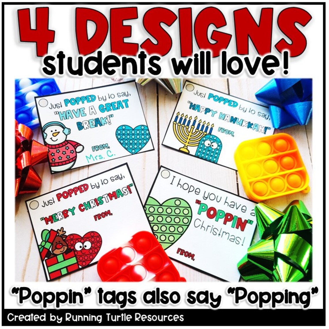 Christmas Pop It Gift Tag Holiday Teacher Gift Tags DIGITAL DOWNLOAD - Etsy