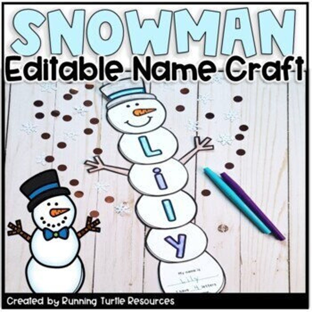 Snowman Name Craft EDITABLE L Winter Craftivity - Etsy