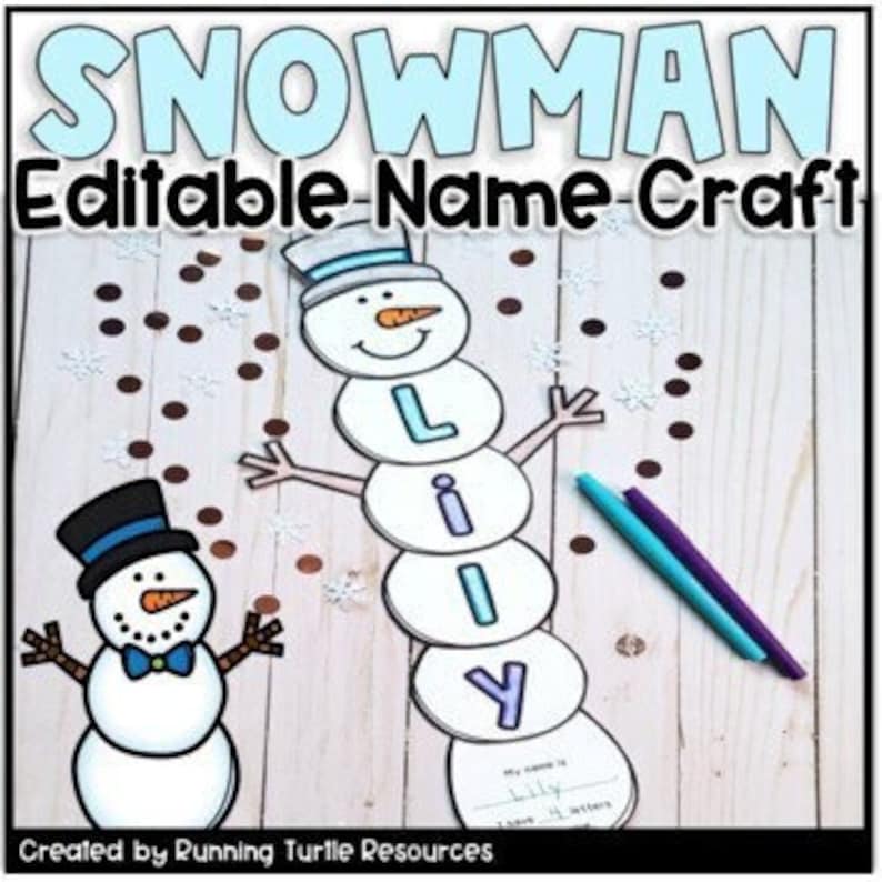 Snowman Name Craft EDITABLE L Winter Craftivity - Etsy