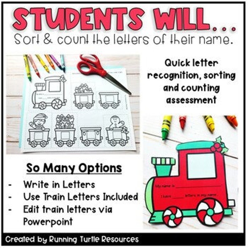 Christmas Name Craft Editable December Holiday Train Craft - Etsy