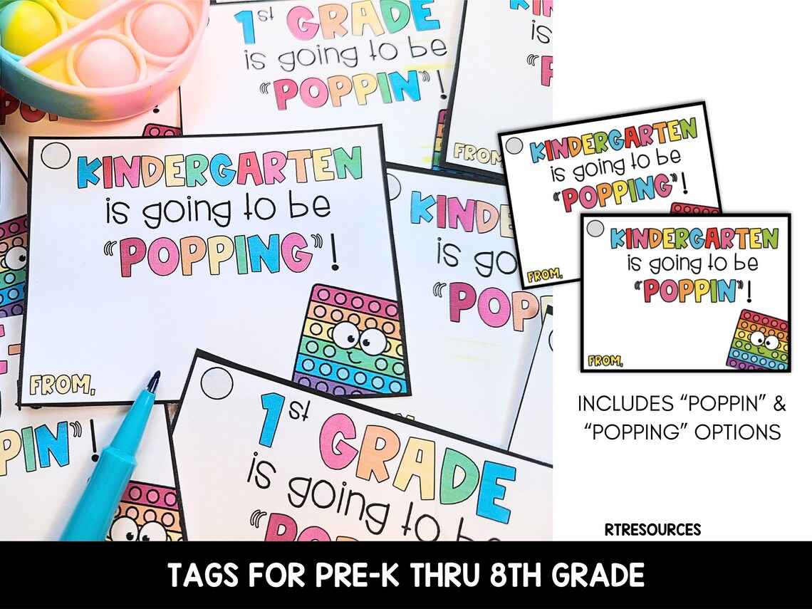 Pop It Student Gifts End of Year Gift Tags Back to School Gift Open ...