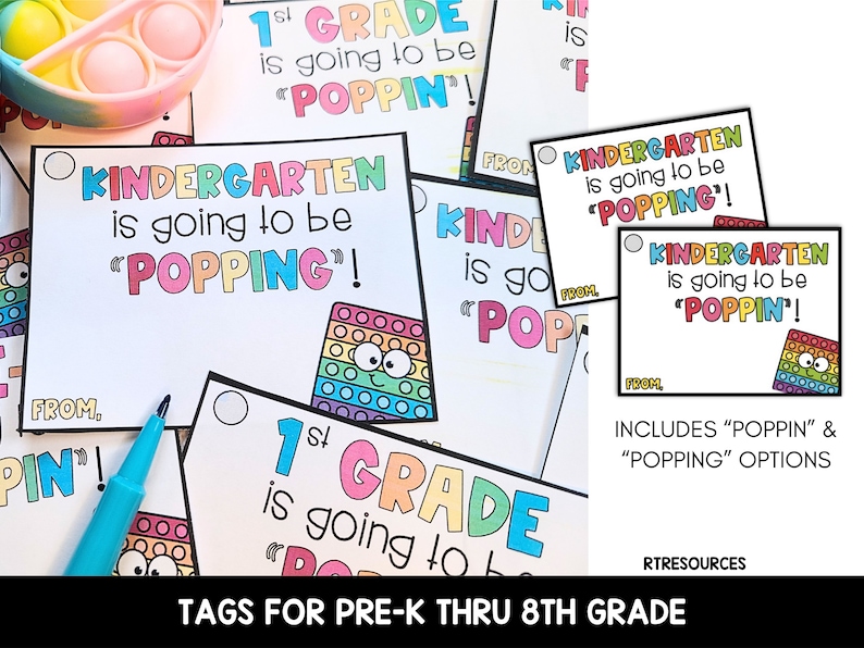 Pop It Student Gifts End of Year Gift Tags Back to School Gift Open ...