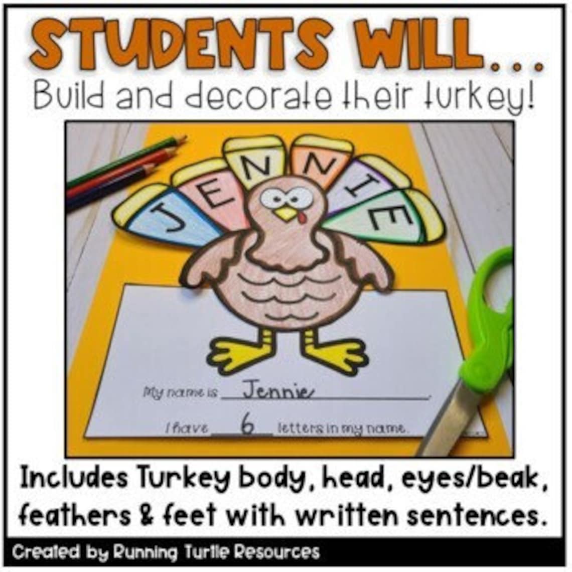 Turkey Name Craft EDITABLE L Thanksgiving Craftivity - Etsy