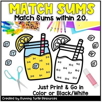 Summer Math Craft, Lemonade Craft L Number Matching - Etsy