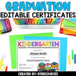 Graduation Certificates Preschool - 5th Grade Editable - Etsy