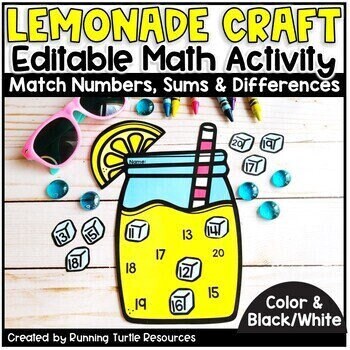 Summer Math Craft, Lemonade Craft L Number Matching - Etsy