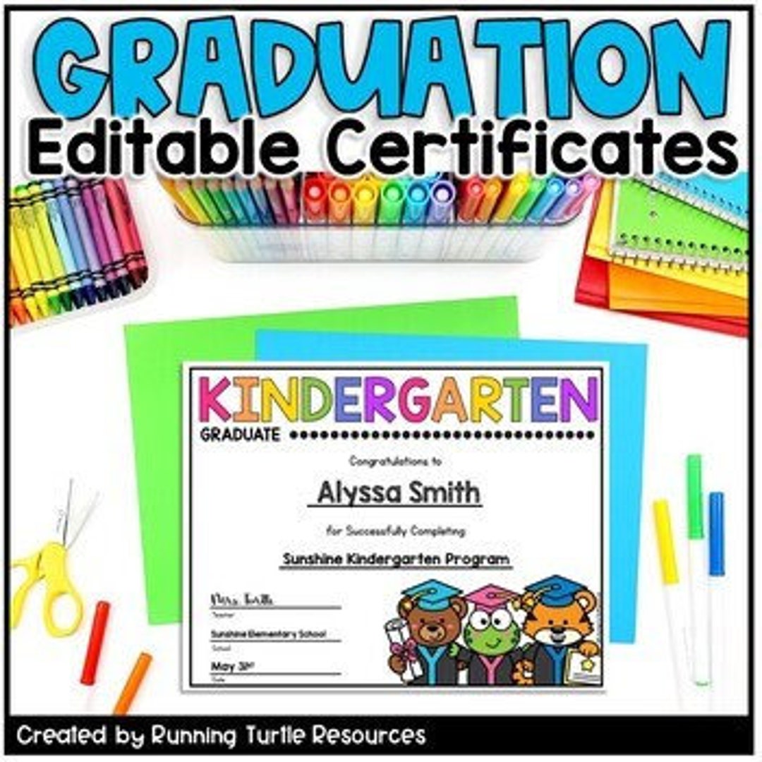 Graduation Certificates Preschool 5th Grade Editable - Etsy