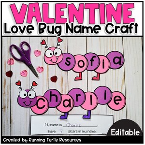 Valentines Day Name Craft for Kids Editable Love Bug Valentine Crafts ...