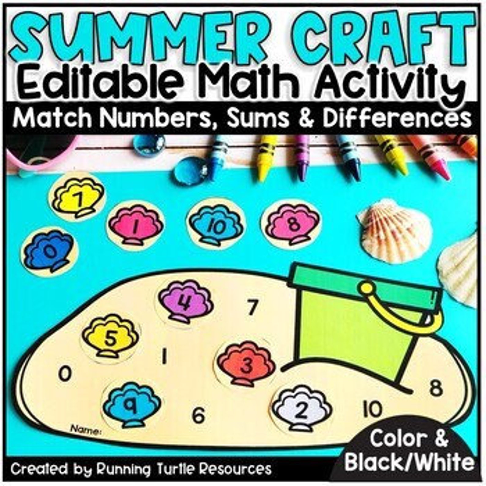 Summer Math Craft, Beach Day Activities, Number Matching - Etsy