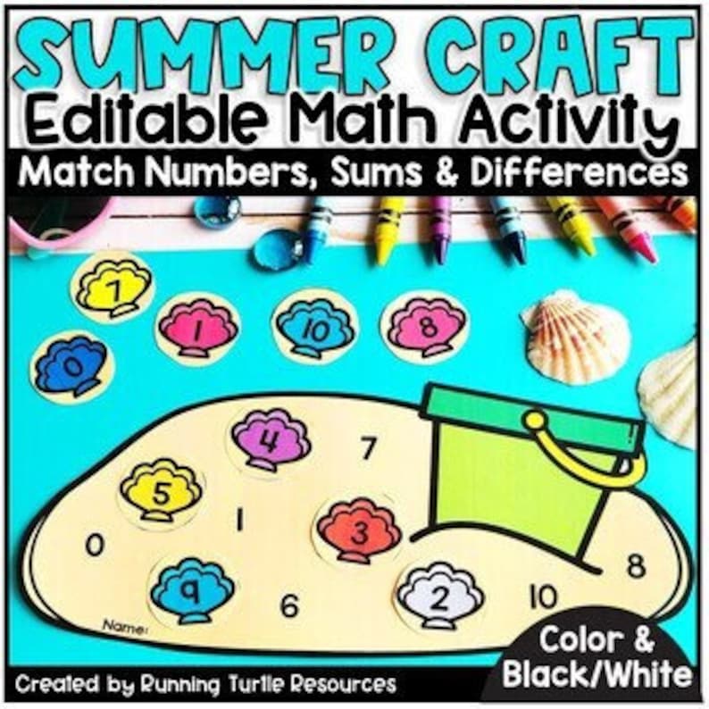 Summer Math Craft, Beach Day Activities, Number Matching - Etsy