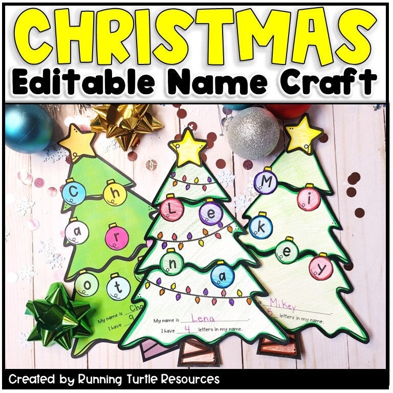 Christmas Tree Name Craft for Kids Editable December Craft - Etsy