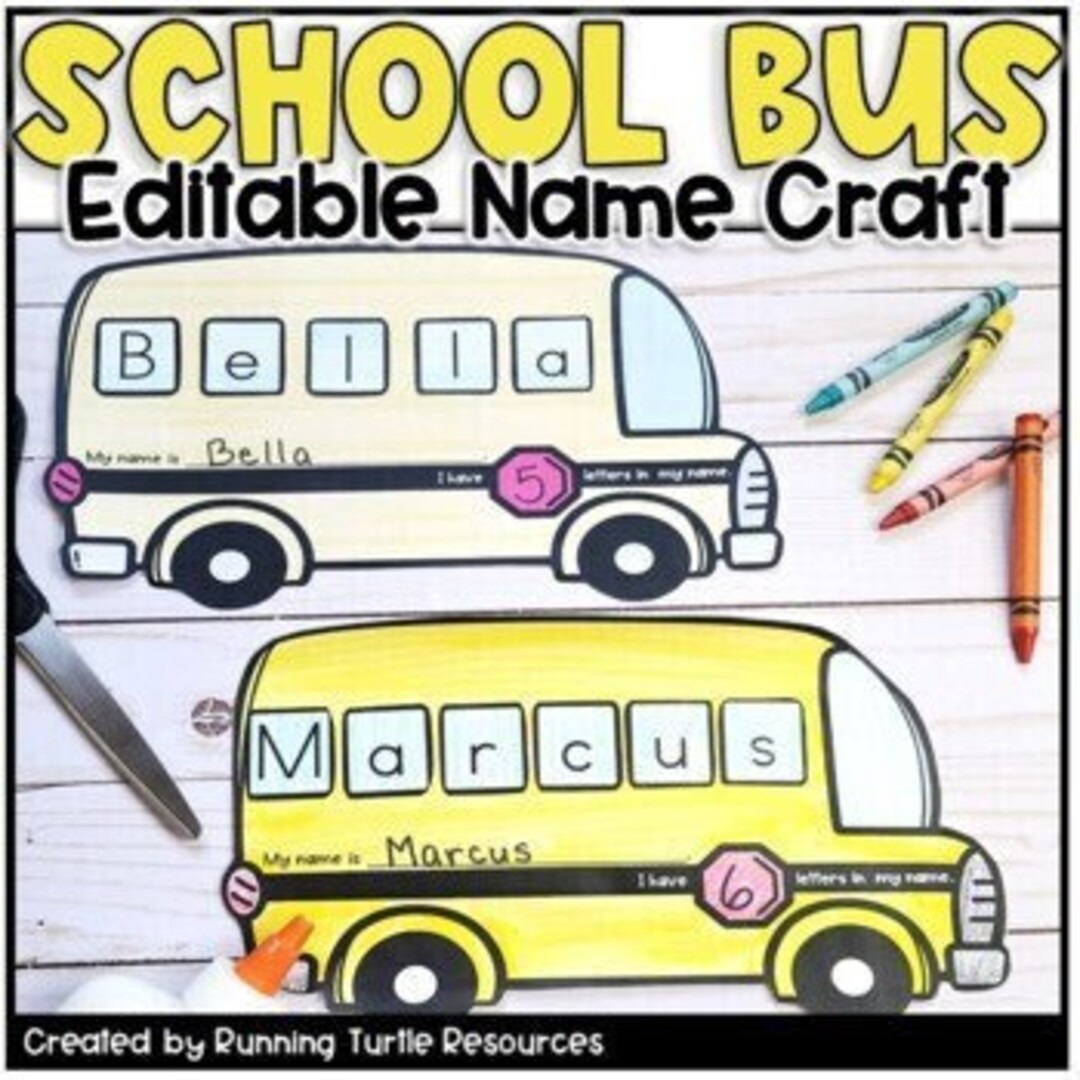 Back to School Name Craft EDITABLE Bus Activity - Etsy