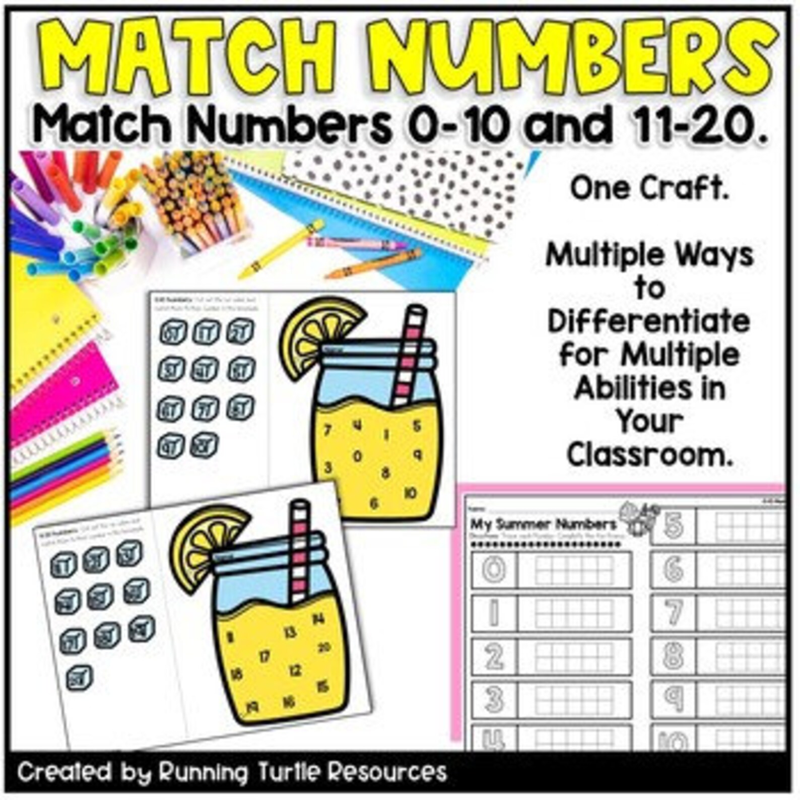 Summer Math Craft, Lemonade Craft L Number Matching - Etsy