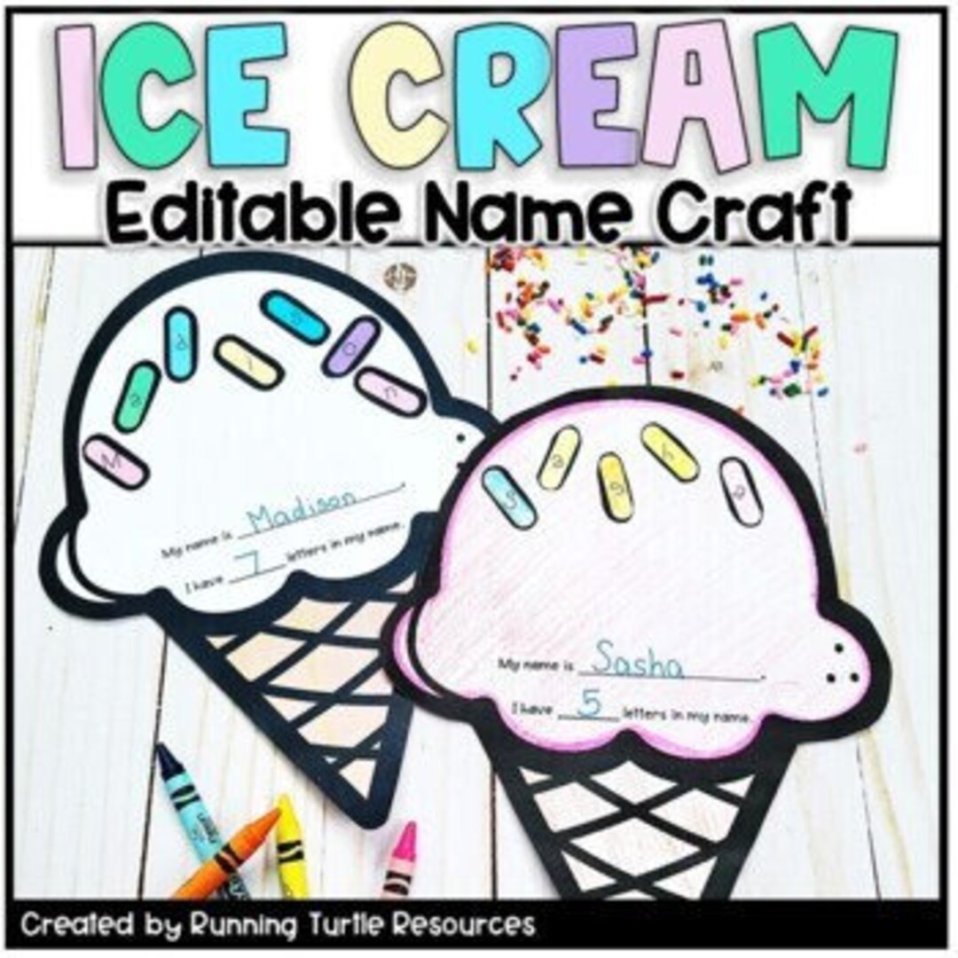 Editable Summer Ice Cream Name Craft - Etsy