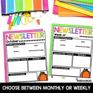 Editable Classroom Newsletter Templates Monthly Weekly - Parent ...