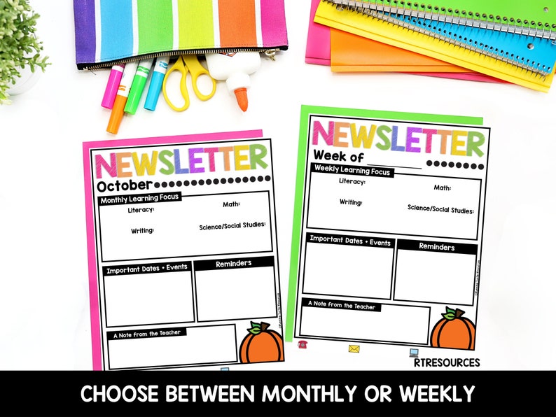 Editable Classroom Newsletter Templates Monthly Weekly - Parent ...