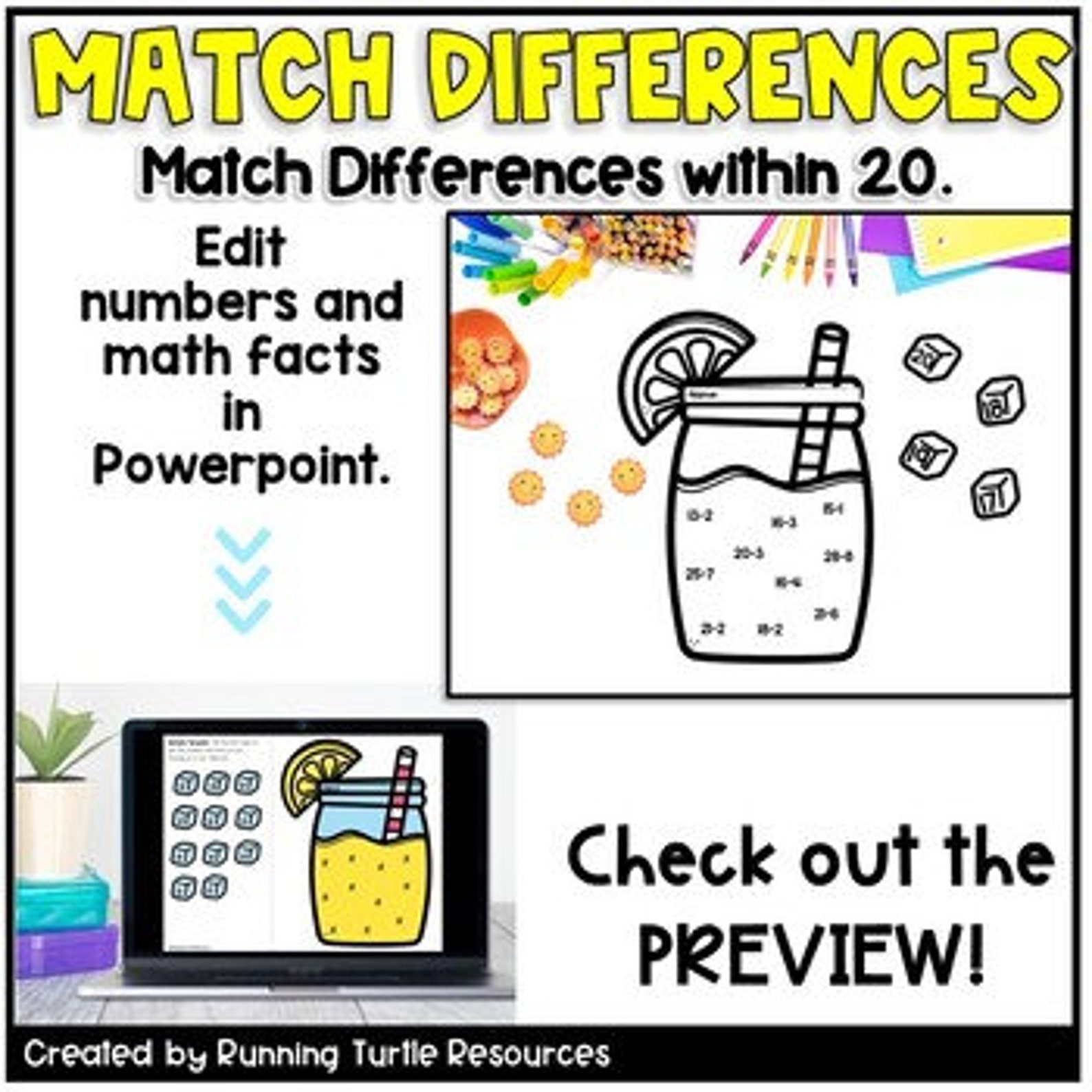 Summer Math Craft, Lemonade Craft L Number Matching - Etsy
