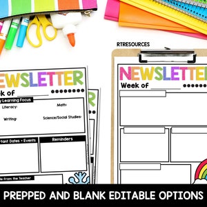 Editable Classroom Newsletter Templates Monthly Weekly - Parent ...