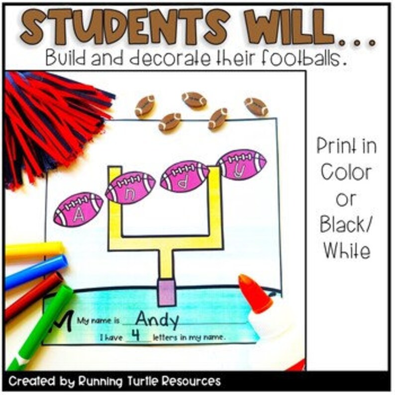 Football Craft EDITABLE Name Craft - Etsy