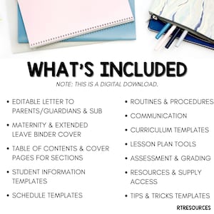 Teacher Maternity Leave Binder, Teacher Maternity Leave Template ...