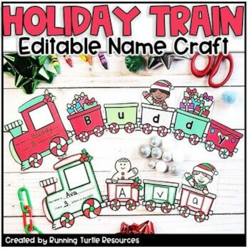 Christmas Name Craft Editable December Holiday Train Craft - Etsy