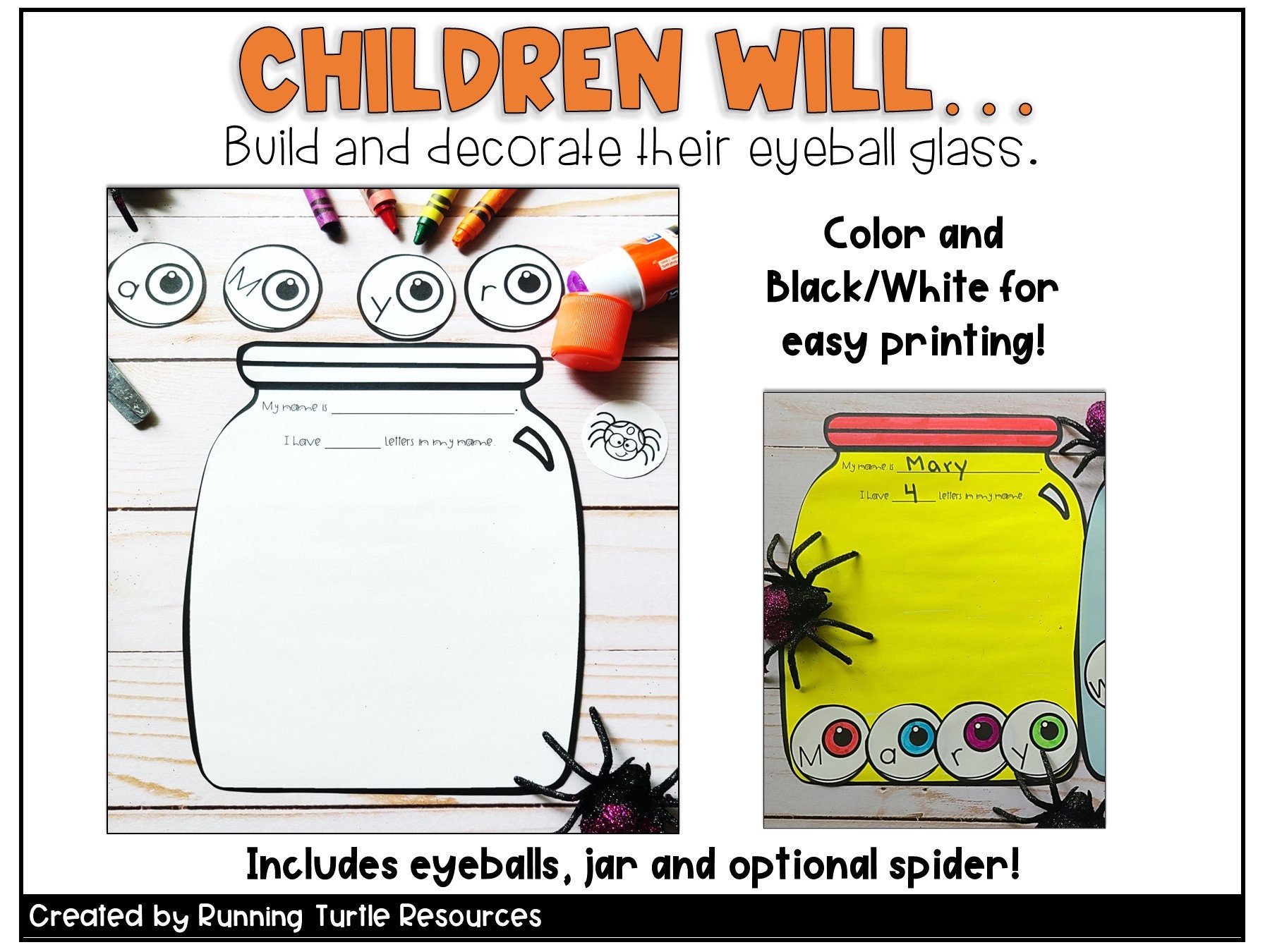 Halloween Name Craft Editable Eyeball October Craft - Etsy