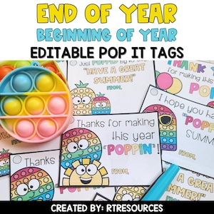 Pop It Student Gifts | End of Year Gift Tags | Back to School Gift ...