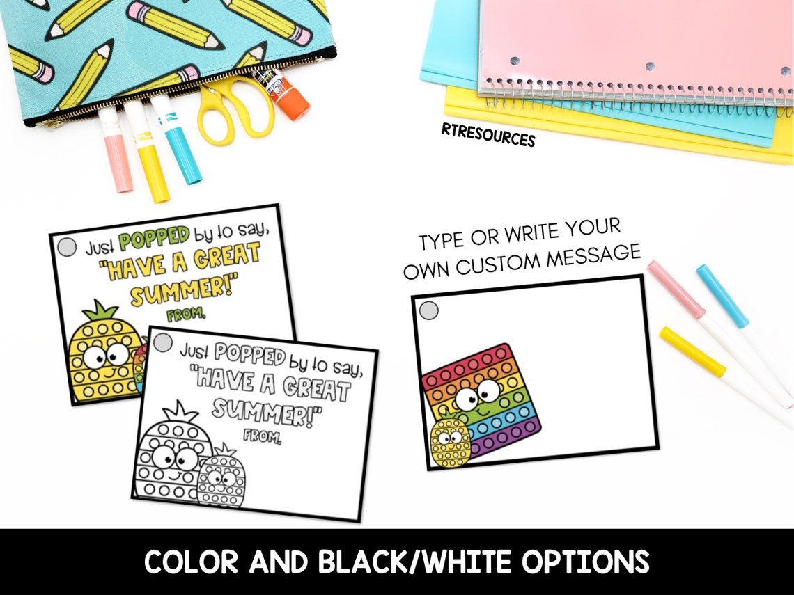 Pop It Student Gifts End of Year Gift Tags Back to School Gift Open ...