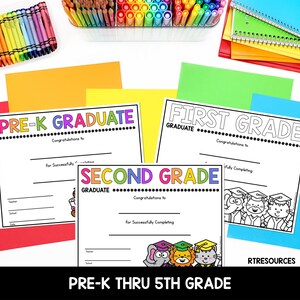 Graduation Certificates Preschool - 5th Grade Editable - Etsy