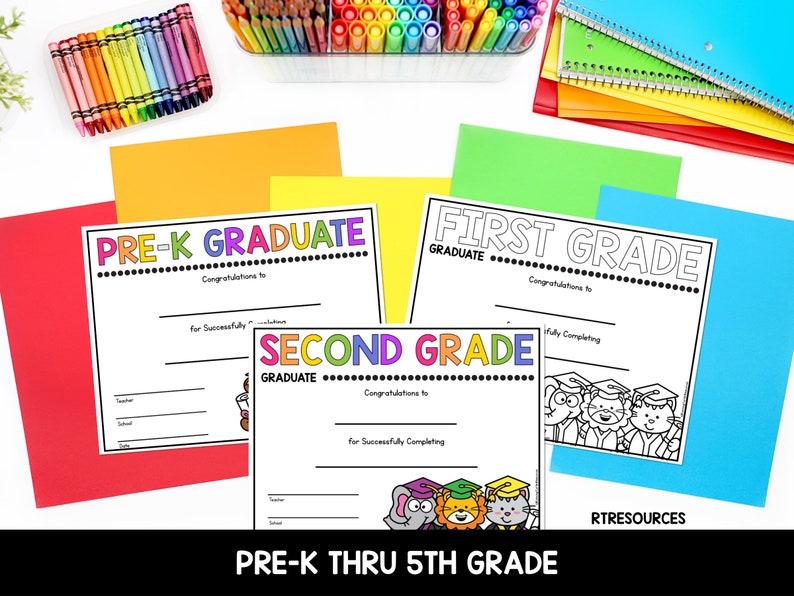 Graduation Certificates Preschool 5th Grade Editable - Etsy