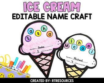 Editable Summer Ice Cream Name Craft, Bulletin Board Ideas, Classroom ...