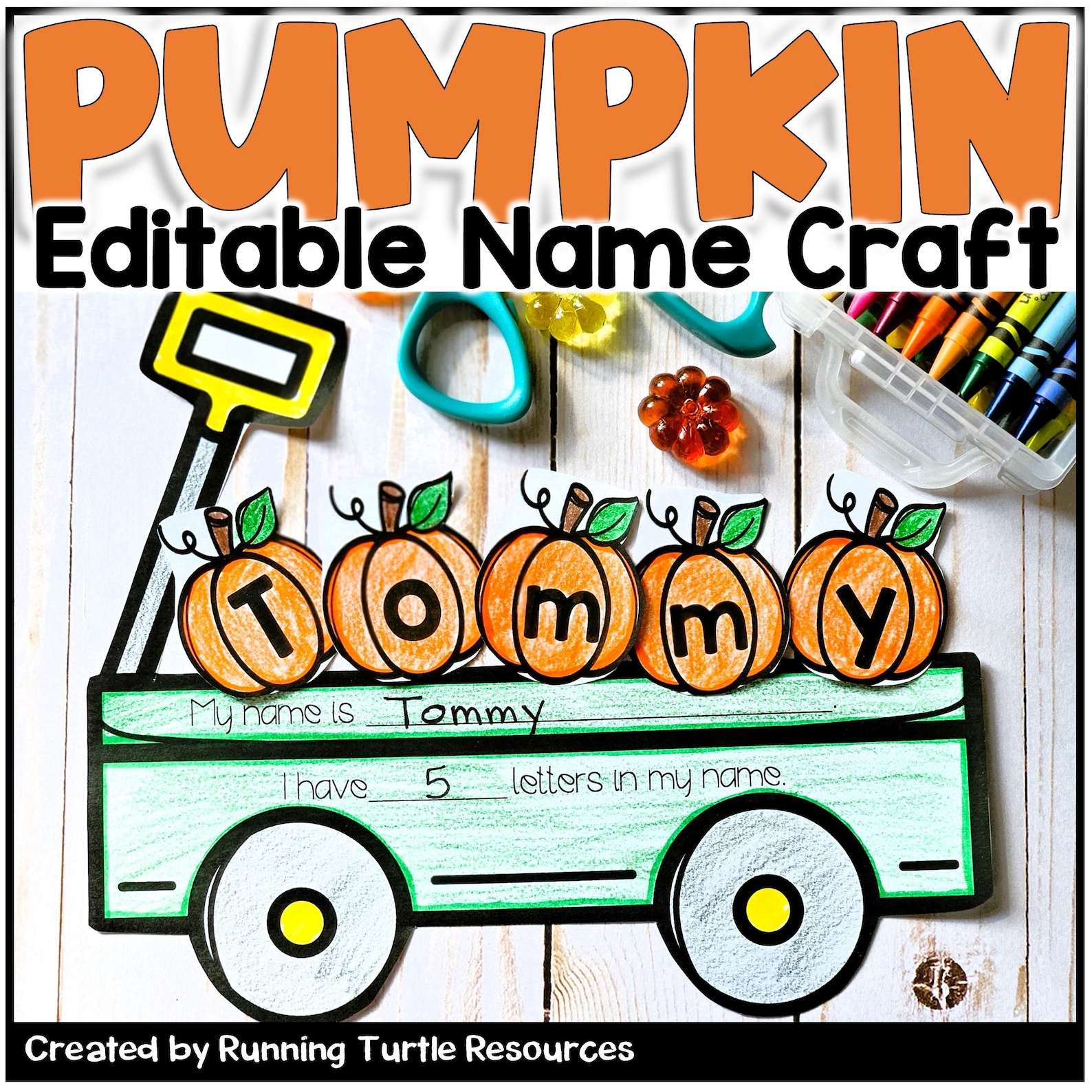 Editable Pumpkin Name Craft: Halloween Bulletin Board (PDF) - Etsy