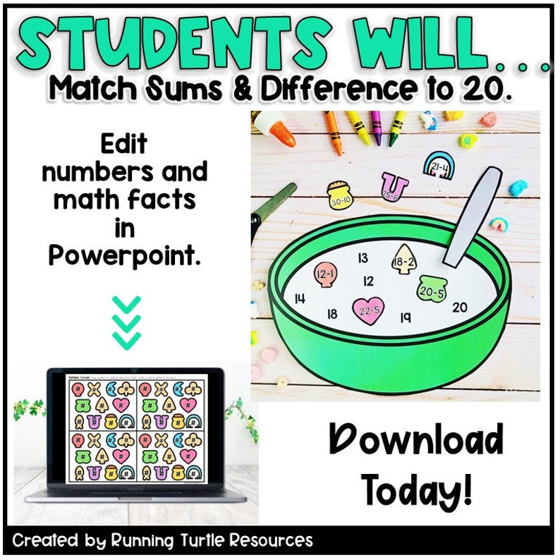 Lucky Charms Kindergarten Math Craft, St. Patricks Day Math Craft ...