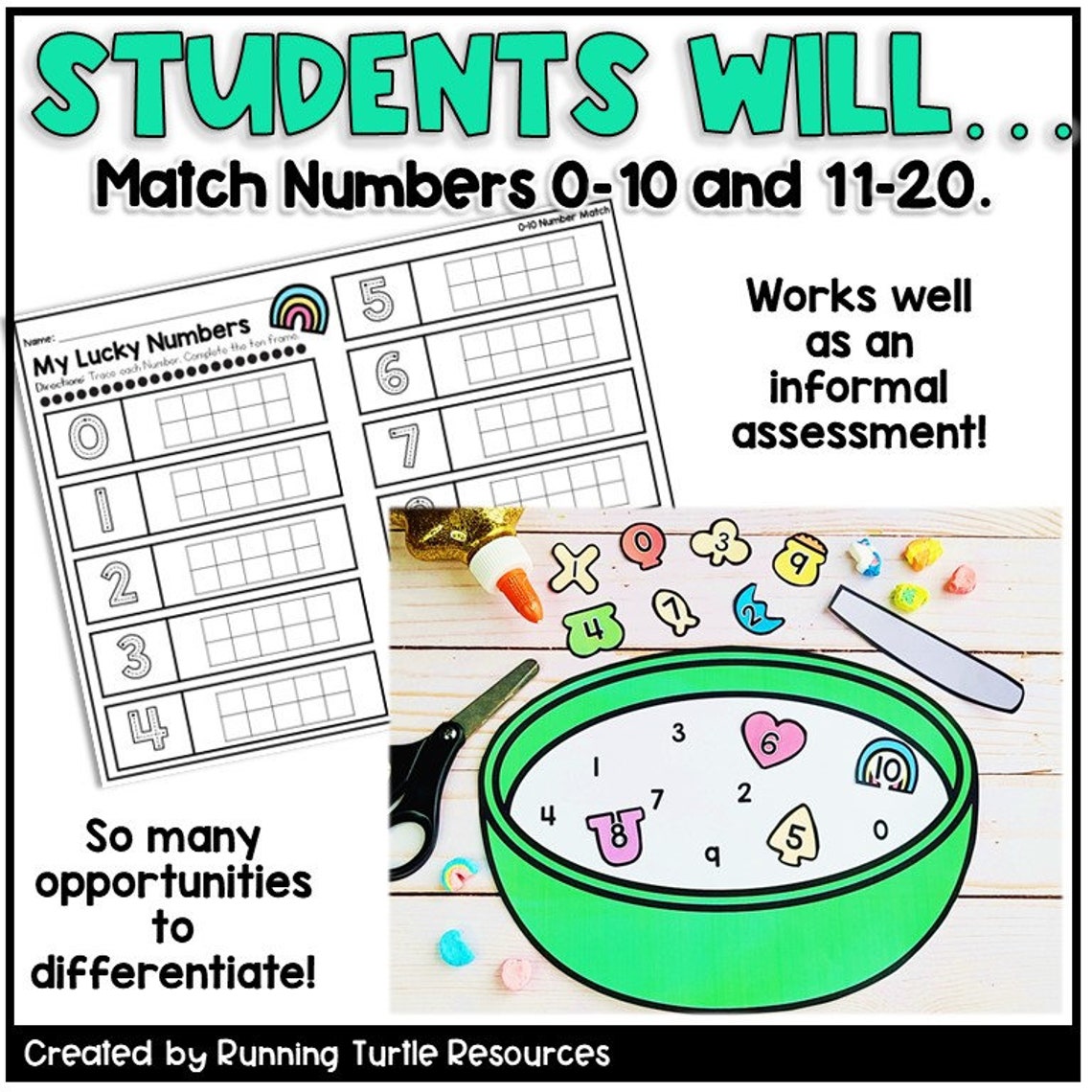 Lucky Charms Kindergarten Math Craft, St. Patricks Day Math Craft ...