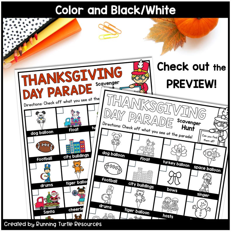 Thanksgiving Day Parade Scavenger Hunt for Kids, Balloons Over Broadway ...