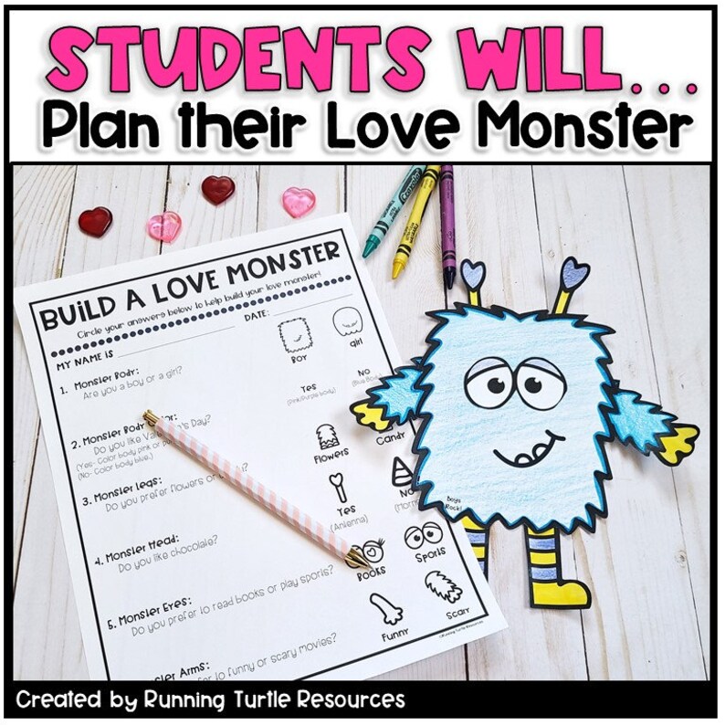 Valentine's Day Love Monster Glyph Craft: Writing Activity (digital ...