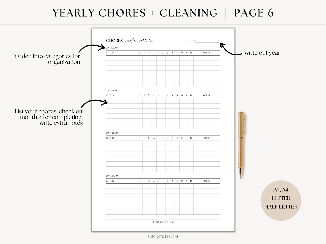 Home Cleaning Chore List, Printable Planner, Cleaning Schedule ...