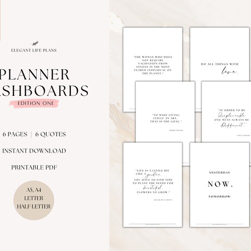 Printable Motivational Quotes Planner Dashboards for - Etsy