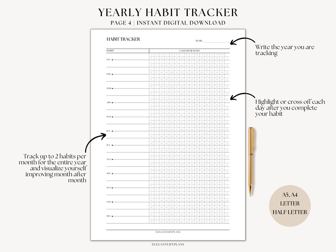 Habit Tracker Printable Planner ADHD Planner Habit - Etsy